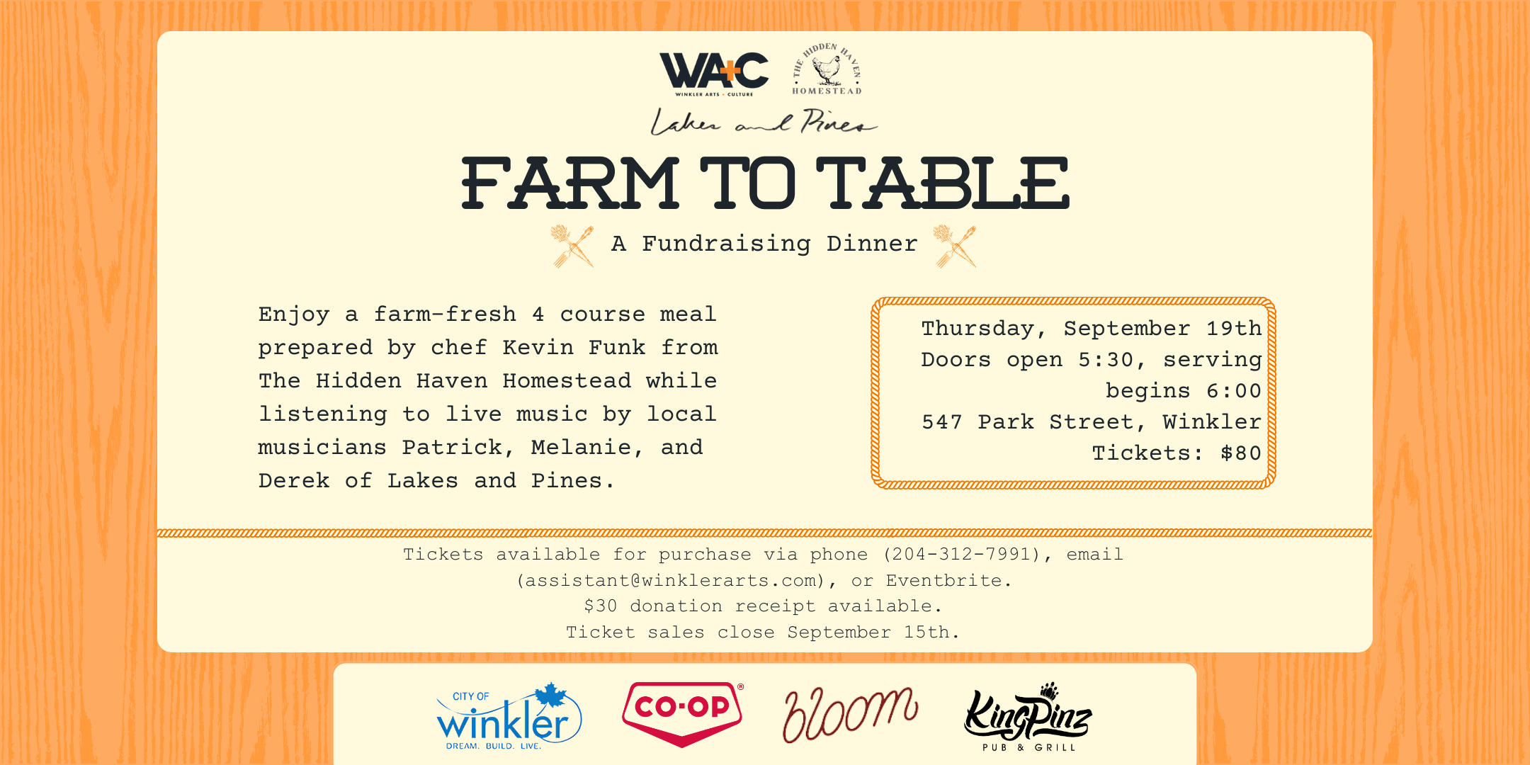 Farm to Table: A Fundraising Dinner - Winkler Arts + Culture